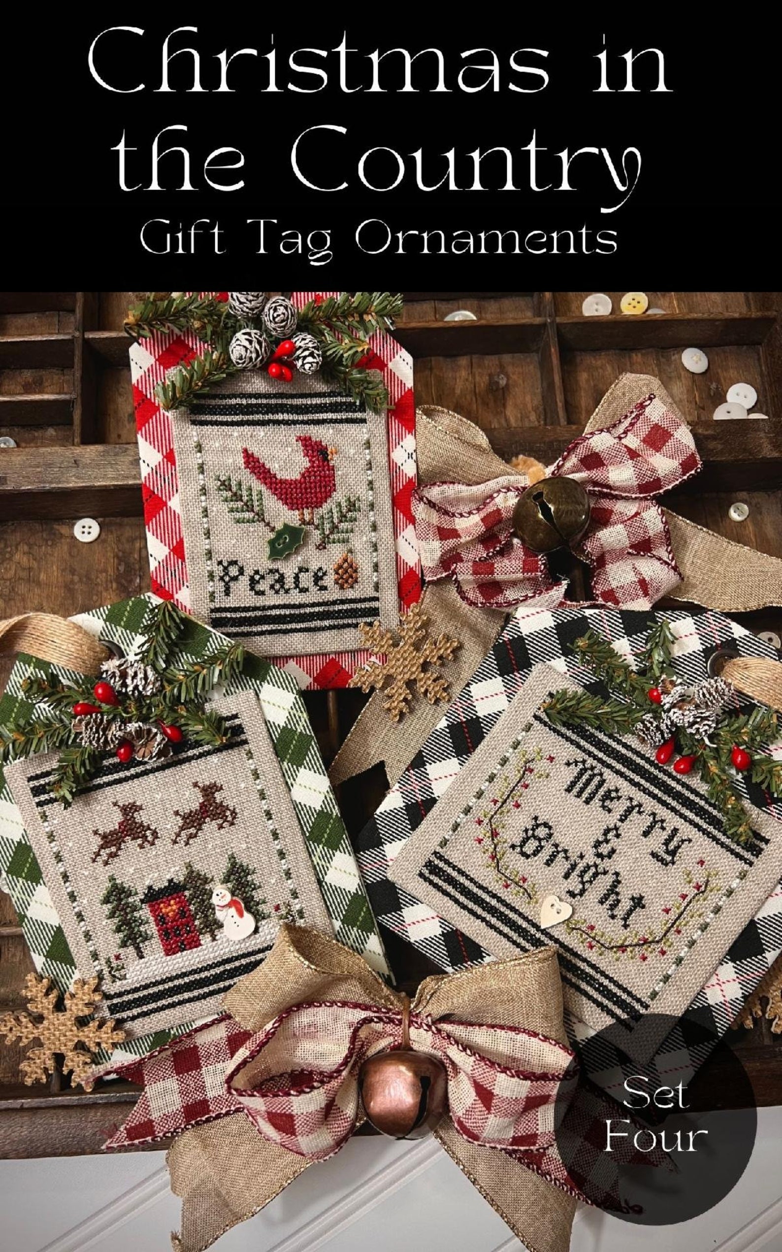 Christmas in the Country Gift Tag Ornaments Set 4 by Annie Beez Folk ...