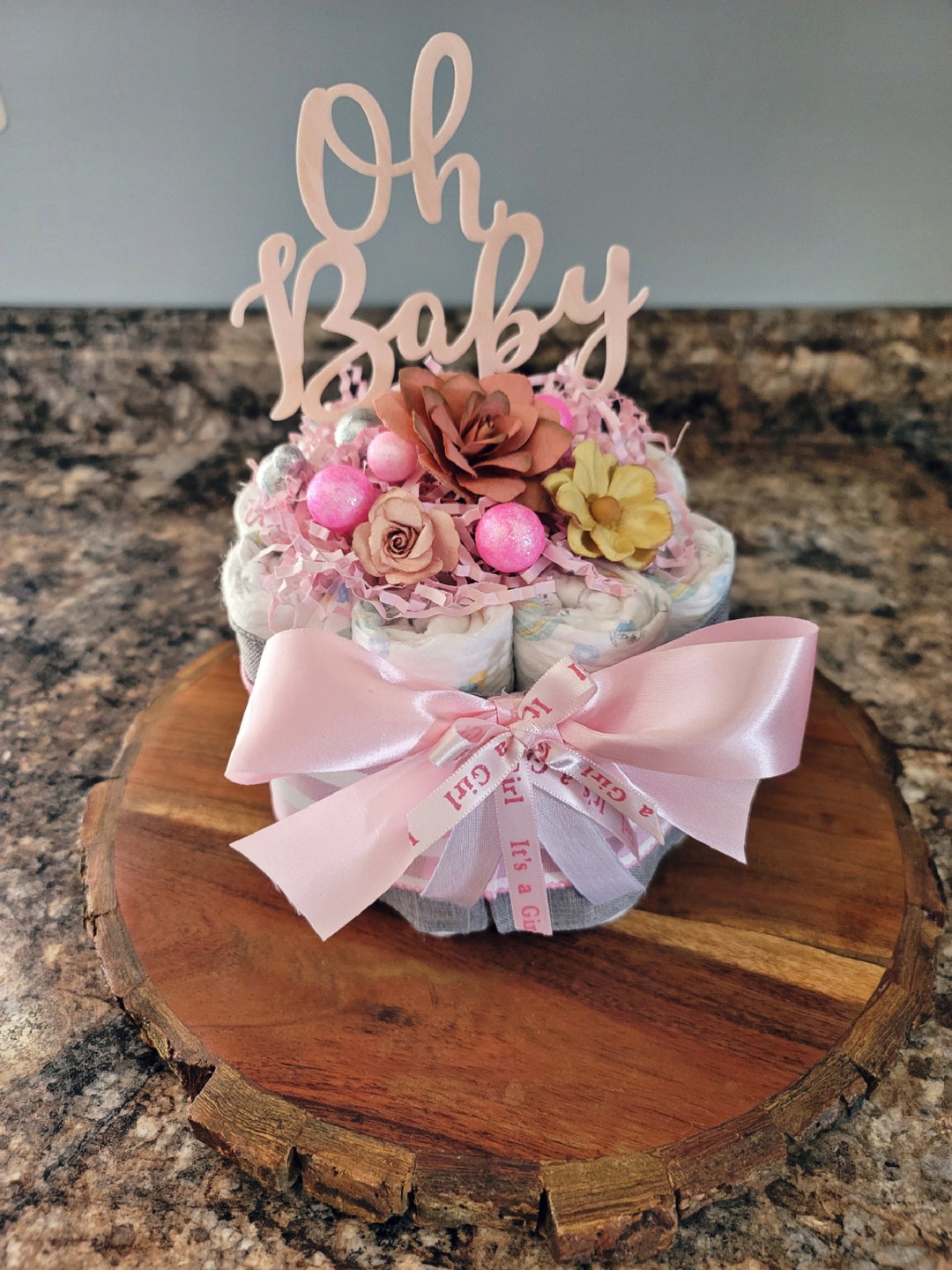 Mini Diaper Cake/centerpiece- Girl - Etsy