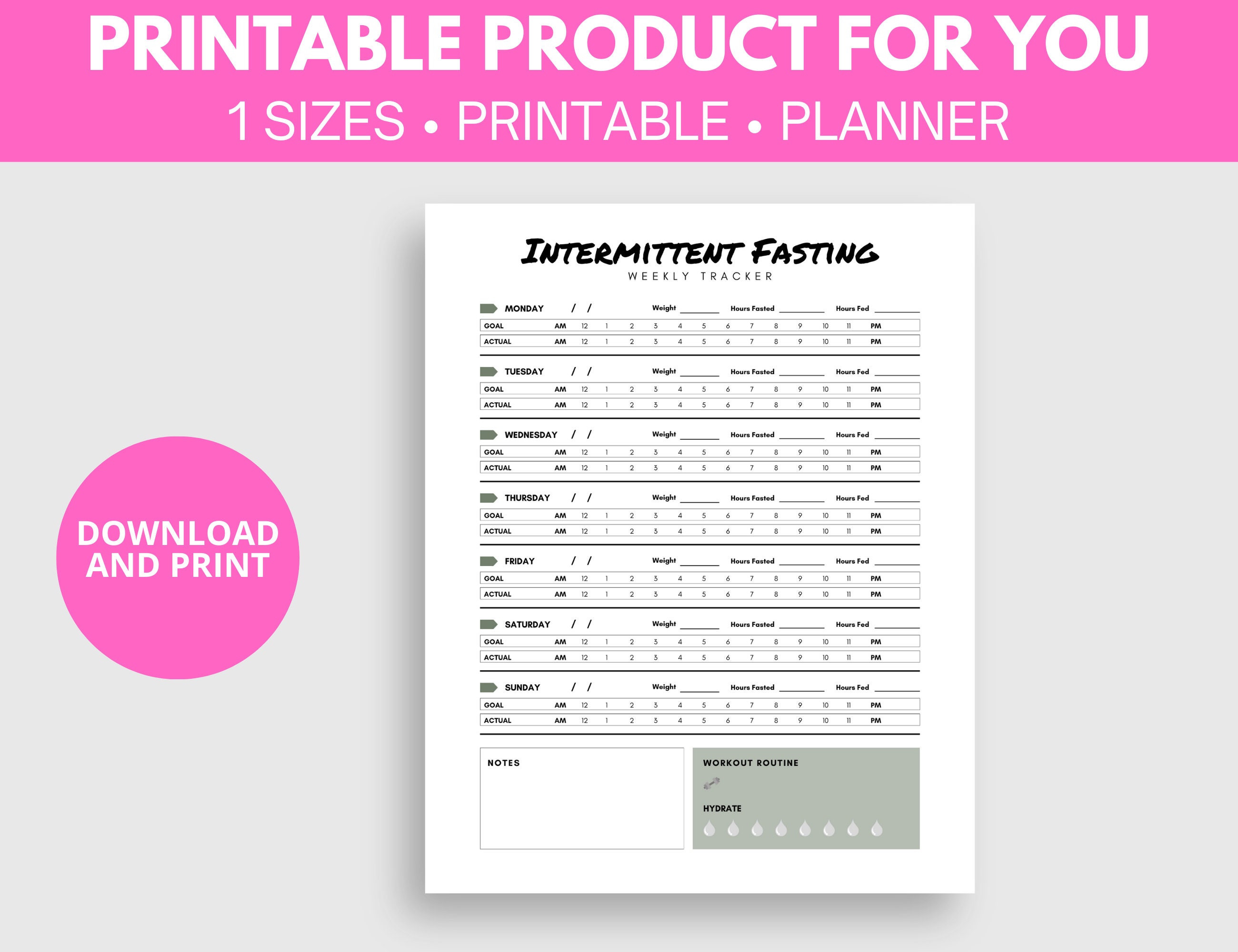 Intermittent Fasting | Fasting Printable | Fasting Planner ...