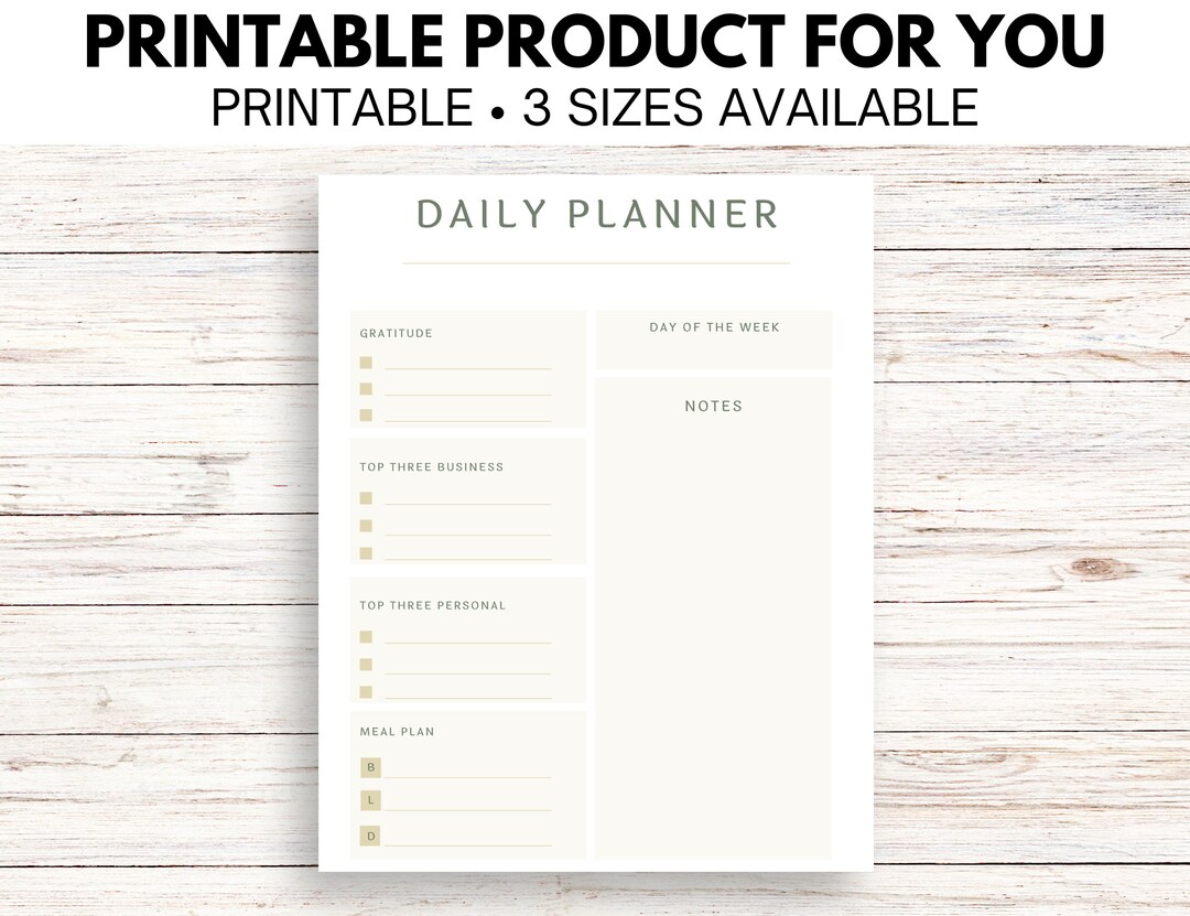 Daily Planner Printable Page Minimalist, Daily to Do List for Work ...