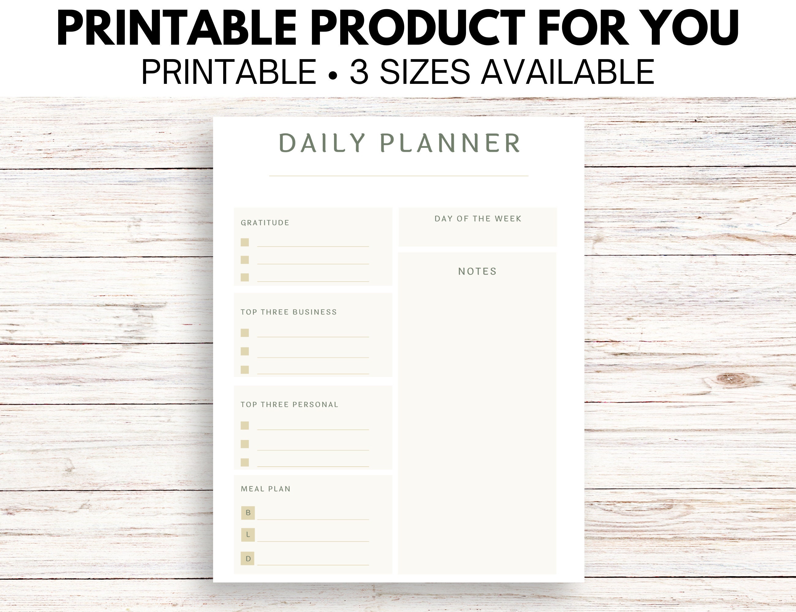 Daily Planner Printable Page Minimalist, Daily to Do List for Work ...