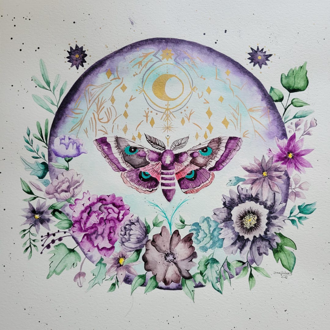 Blooming Moth Watercolor Original Art - Etsy