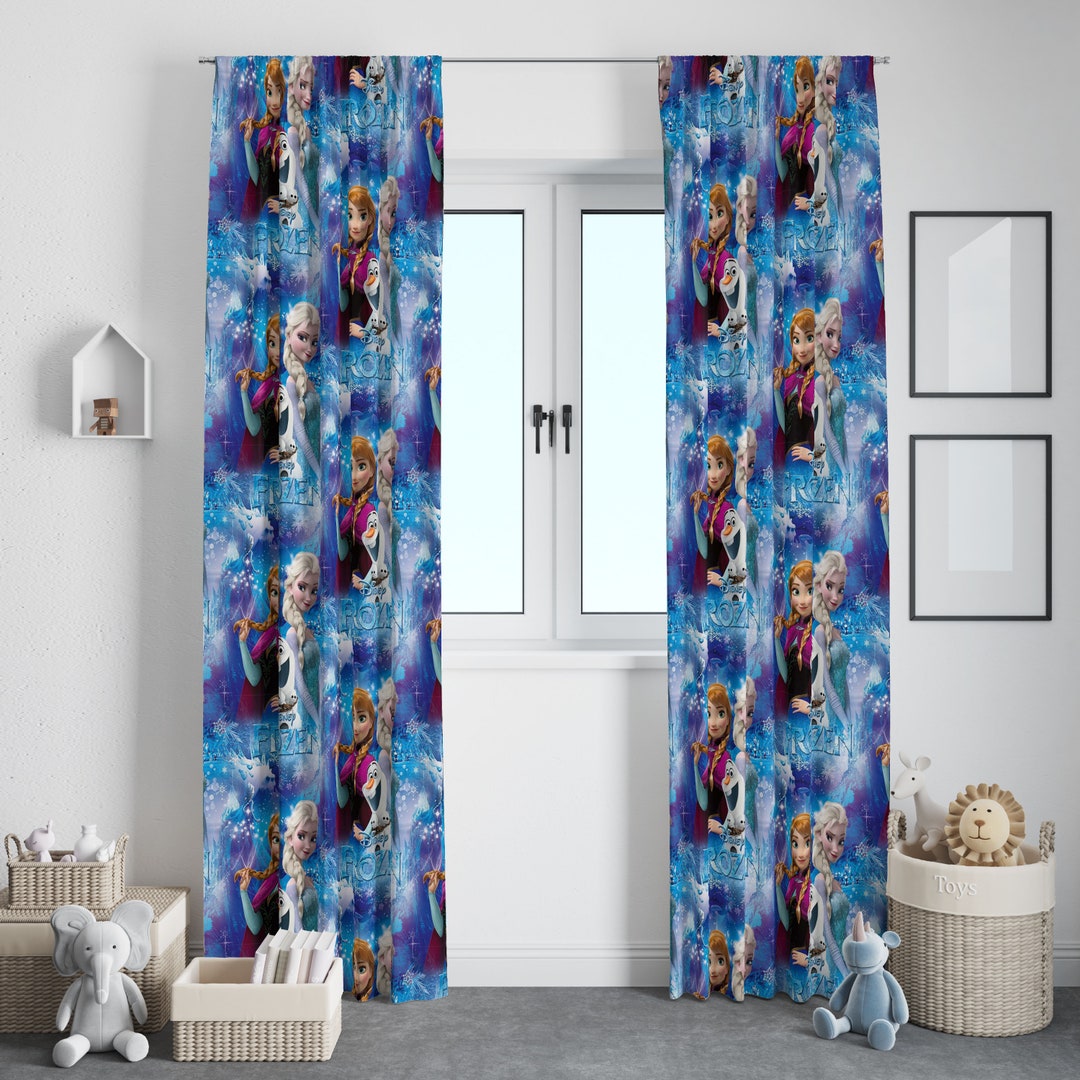 Blue Elsa Frozen Desing, Nursery Kids Curtain Panels, Baby Room Curtain ...