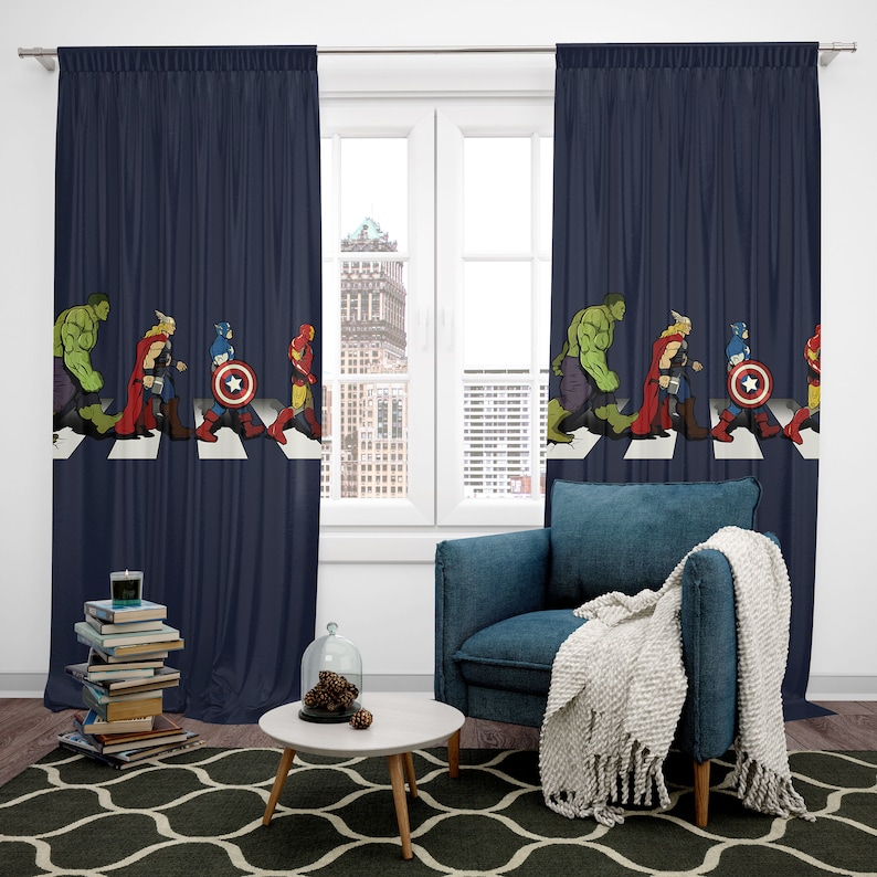 Custom Avengers Window Curtain, Super Hero Curtain, Marvel Curtain Hulk ...