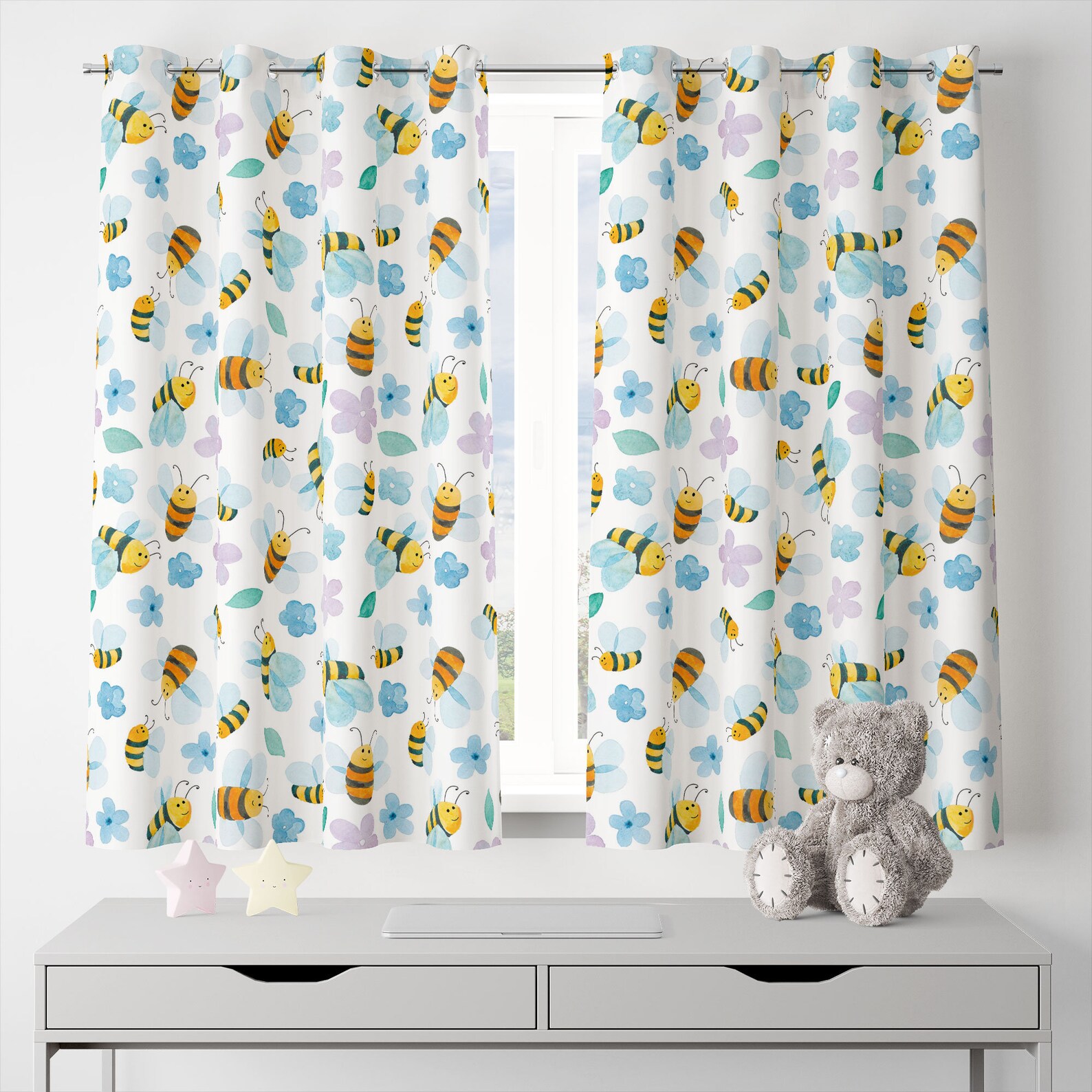 Bees Curtain, Honey Curtains, Baby Boy Room Curtains, Nursery Curtains ...