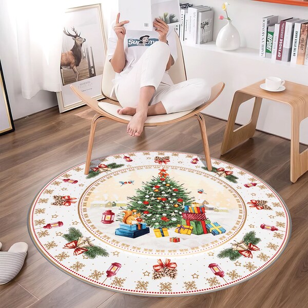 Round Christmas Rug - Etsy