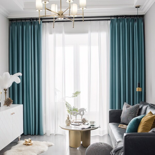 Turquoise Curtains - Etsy
