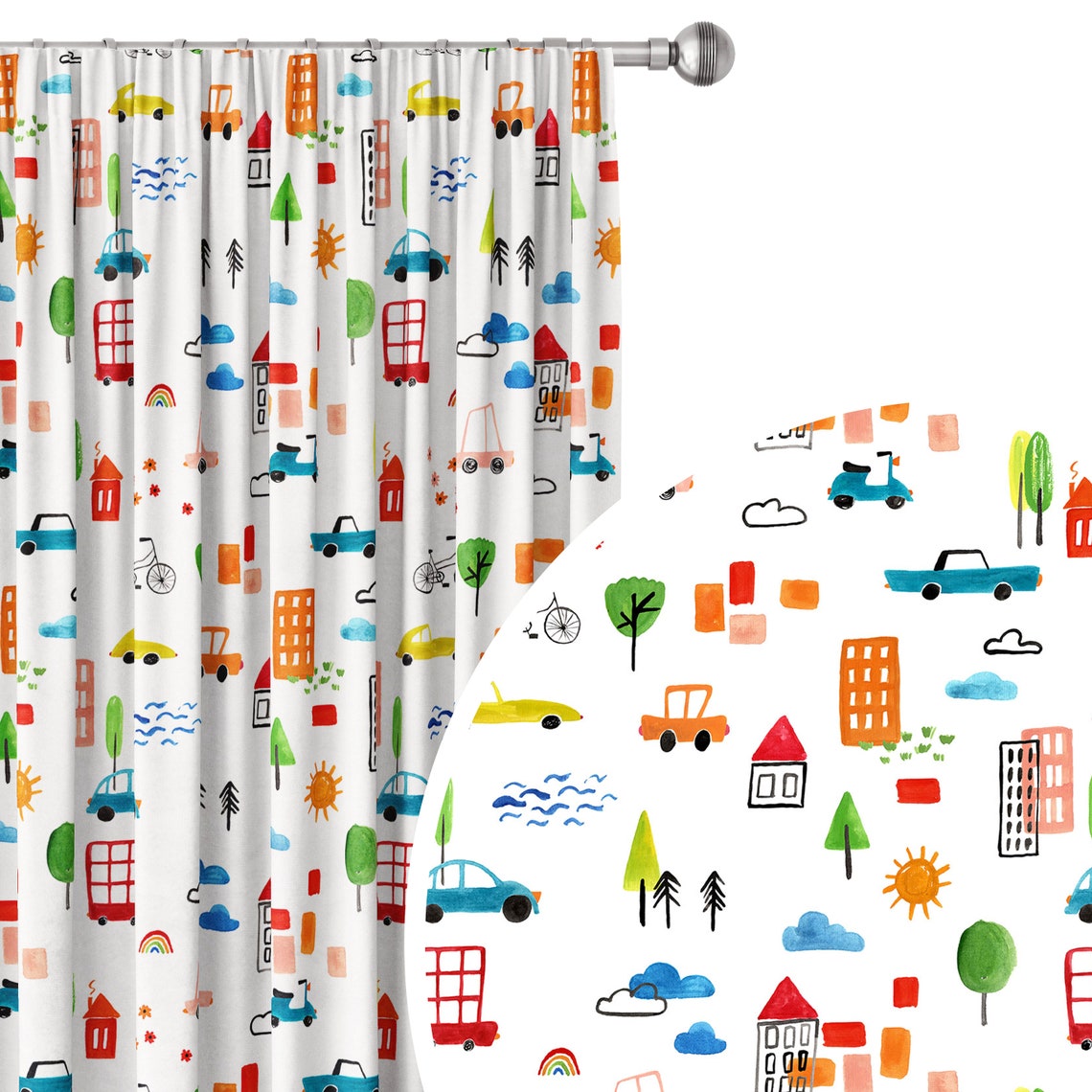 Kids Room Curtain,cars Curtain,colorful Cars ,cars Kids, Baby Boy ...