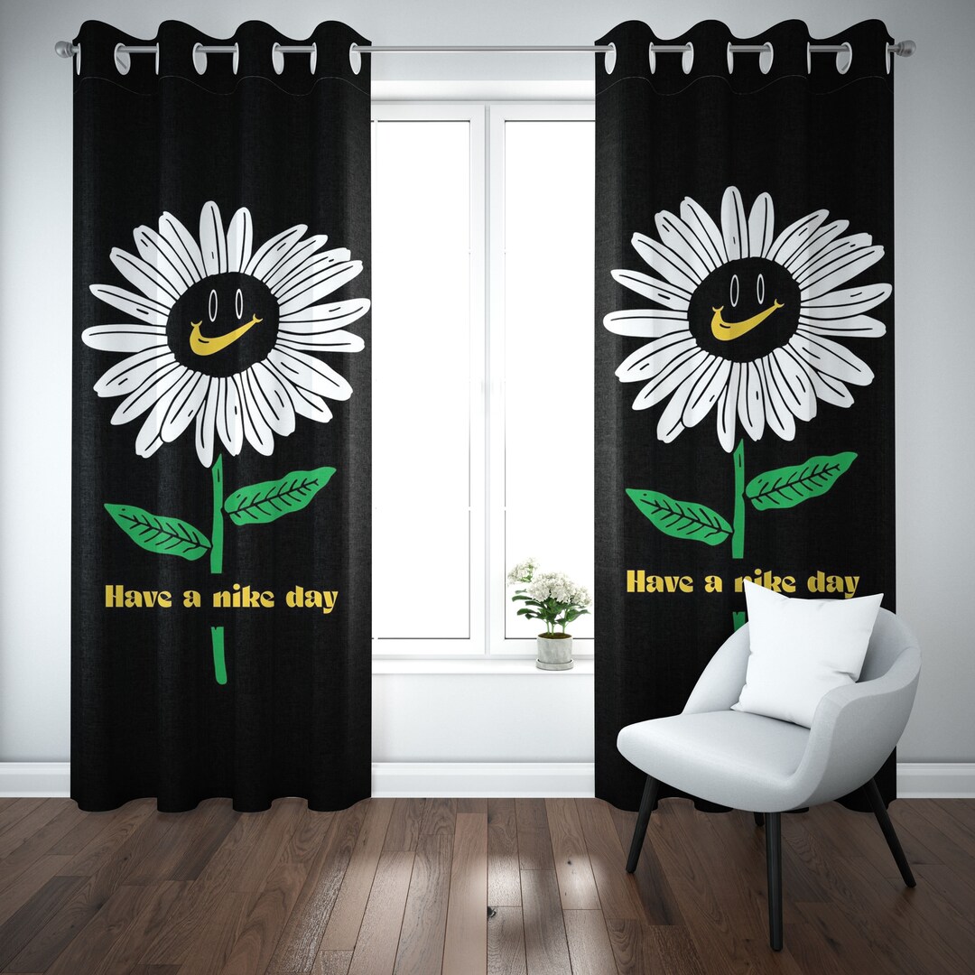 Dark Color Flower Curtain, Hypebeast Décor, off White Curtain, Street ...