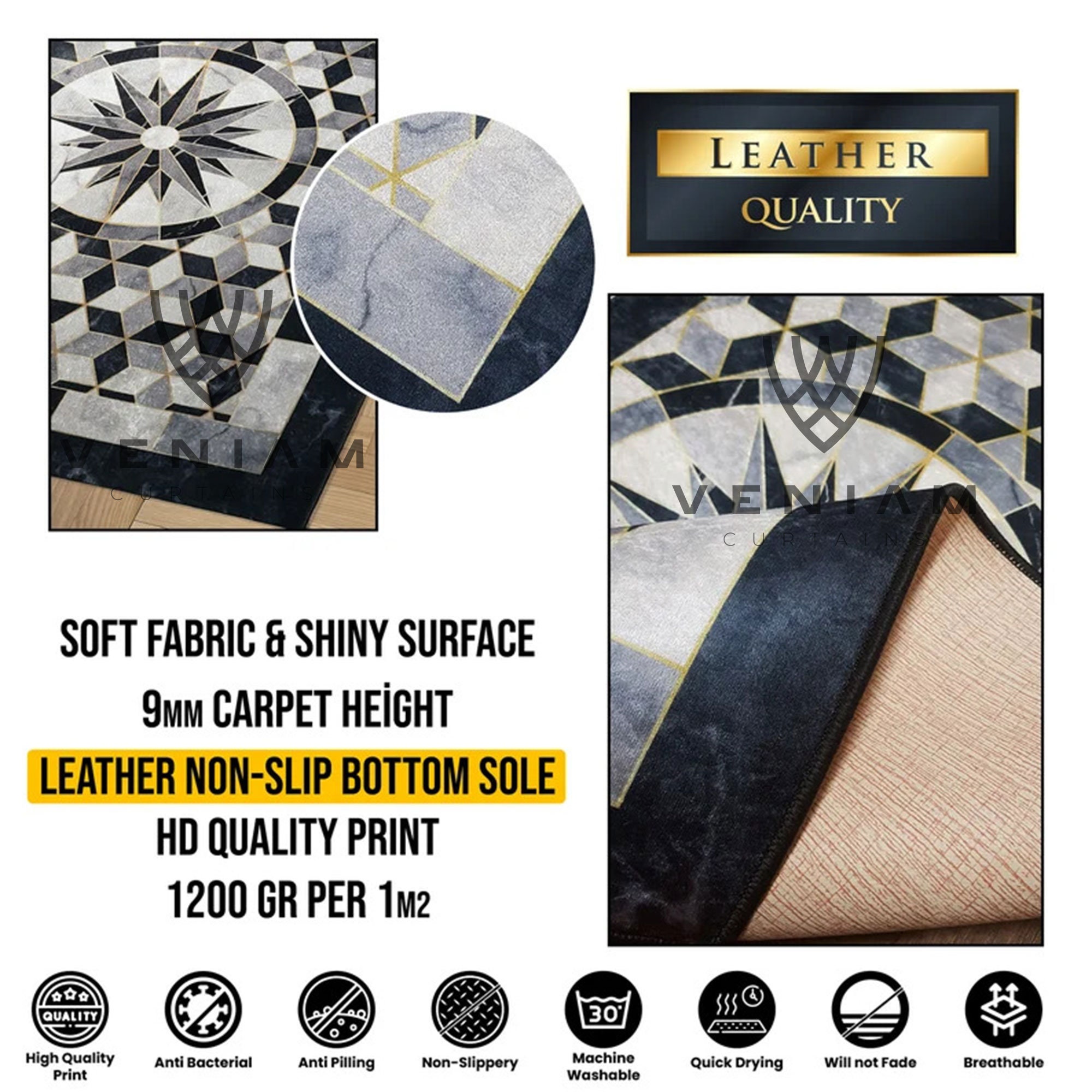 Compass Rose Rug, Round Compass Carpet, Real Looking Non-slip Compass ...