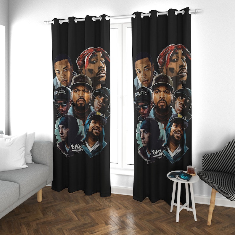 Rap Artist Curtain, Hip Hop, Hip Hop Decor, Music Room Curtain, Eminem ...