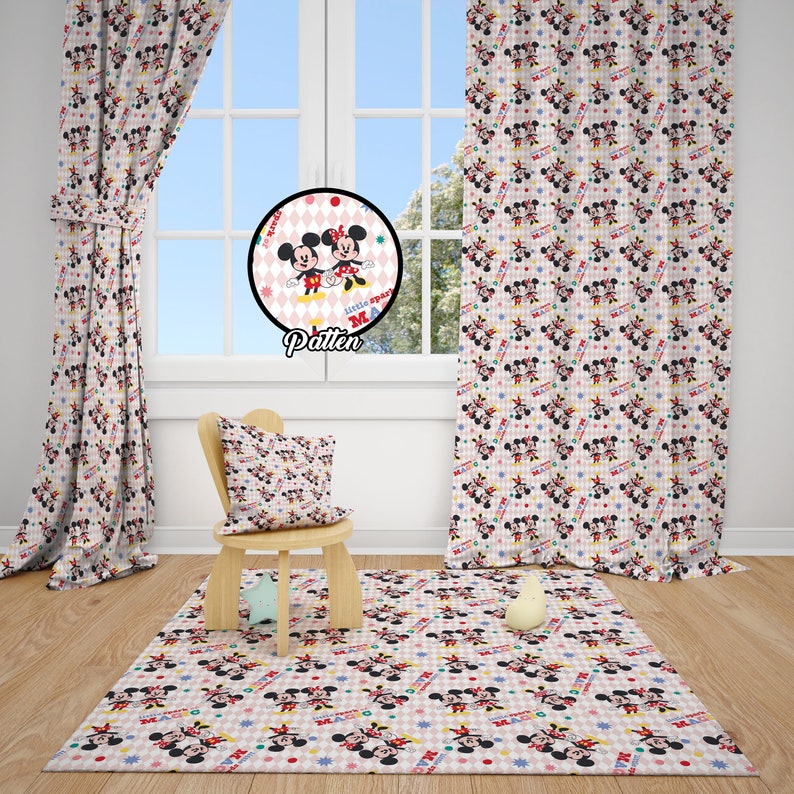 Mickey Mouse Curtains, Baby Boy and Girl Kids Room Curtain, Nursery ...