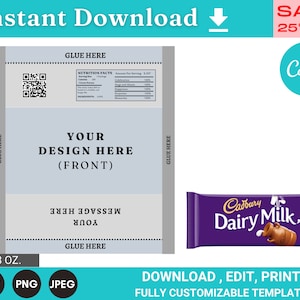 Cadbury Dairy Milk Chocolate Bar Wrapper Template Daily Milk - Etsy