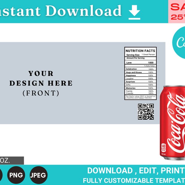 Soda Can Label Template - Etsy