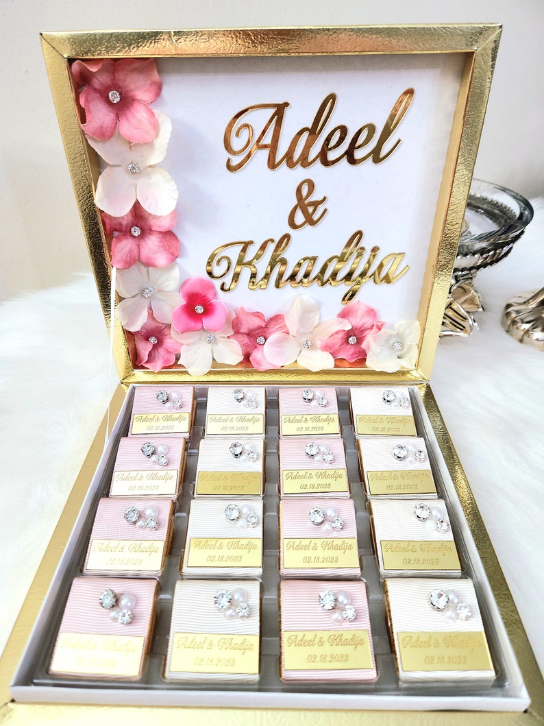 Personalized Baby Shower Chocolate Favors: Plexi Name, Flower Boxed - Etsy
