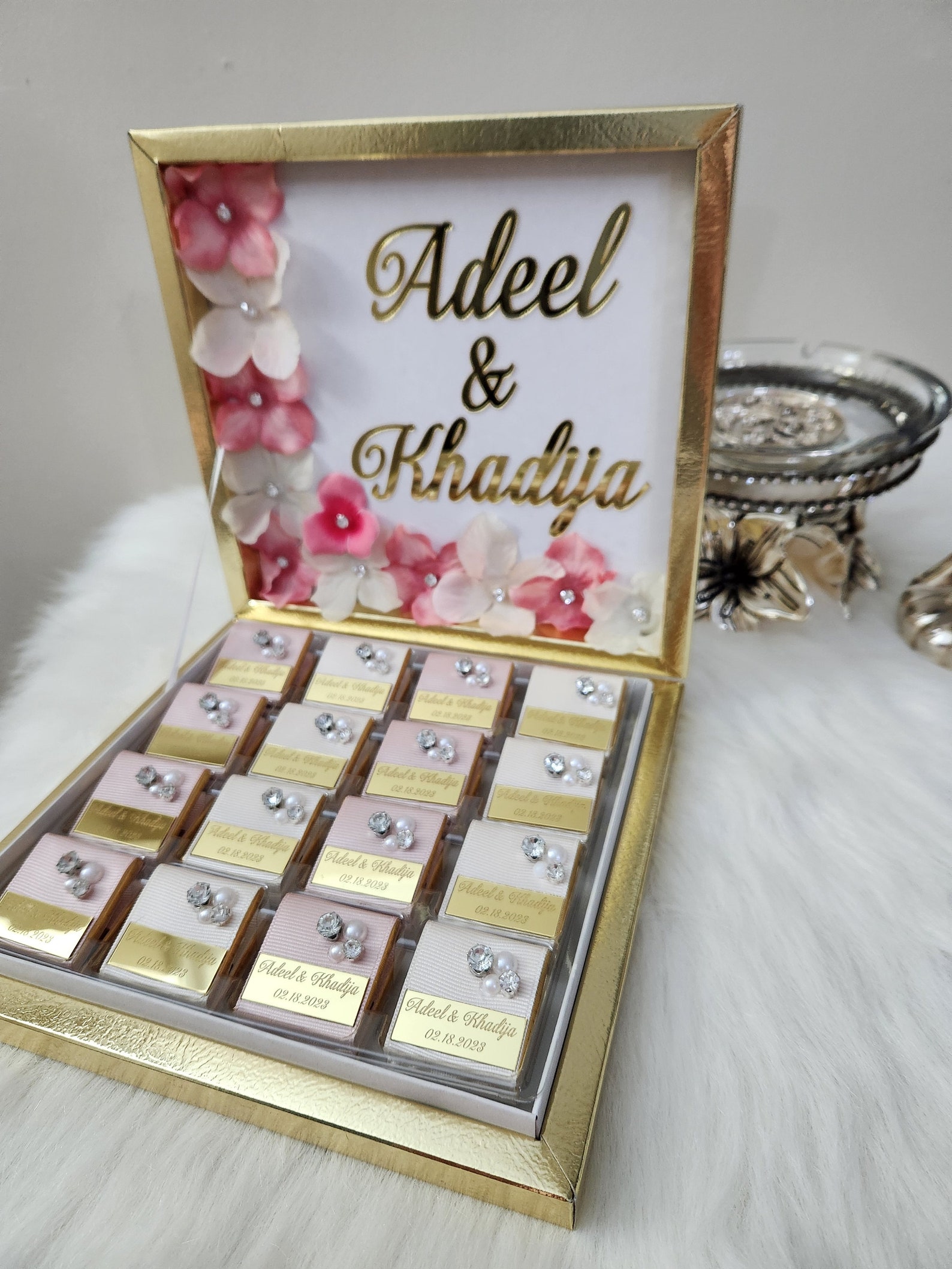 Personalized Baby Shower Chocolate Favors: Plexi Name, Flower Boxed - Etsy