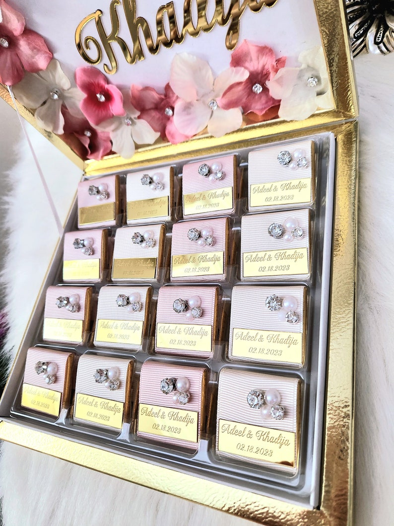 Personalized Baby Shower Chocolate Favors: Plexi Name, Flower Boxed - Etsy