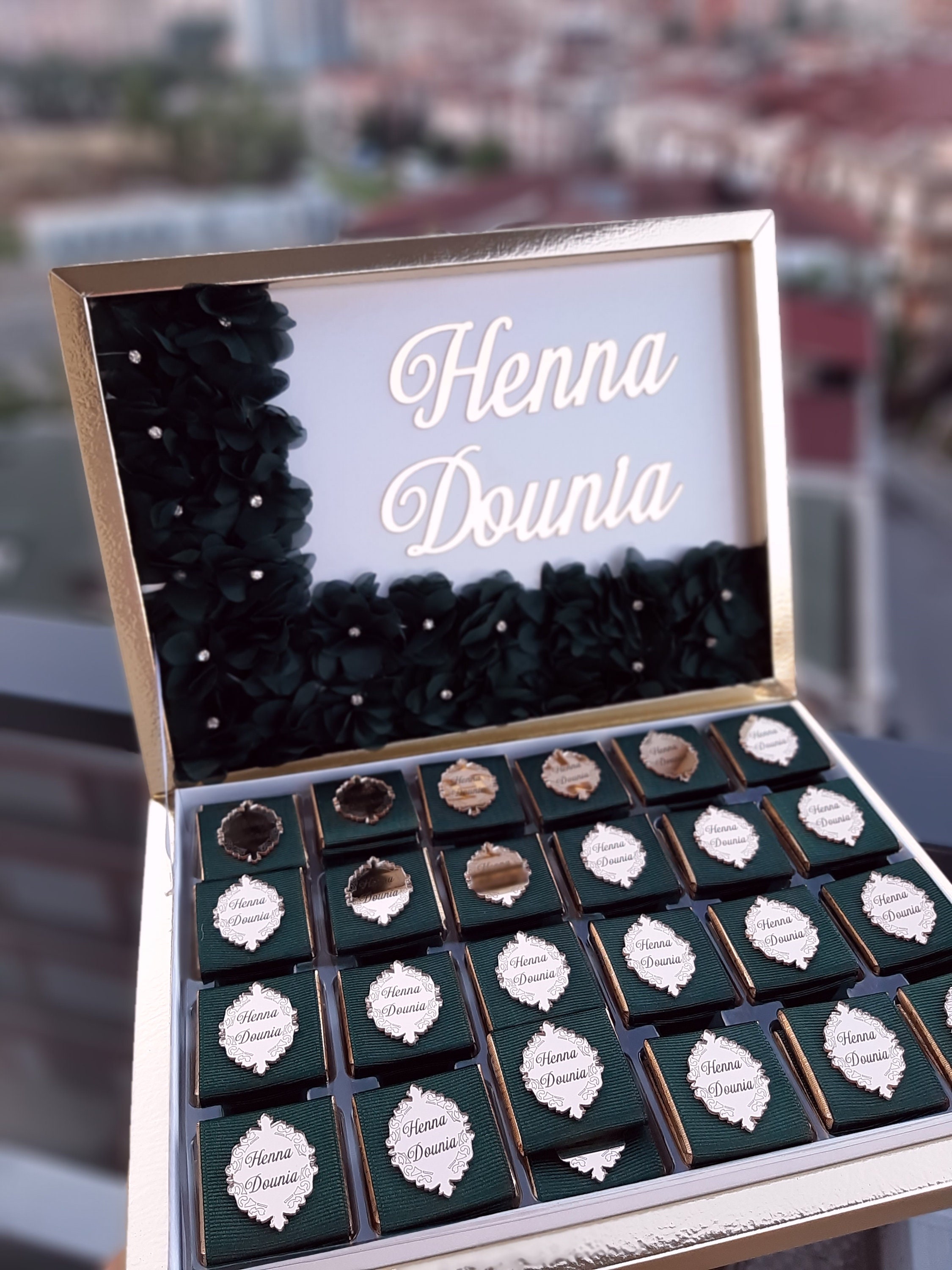 Personalized Henna Night Chocolate Box, Custom Name Plexi Favor, Bridal ...