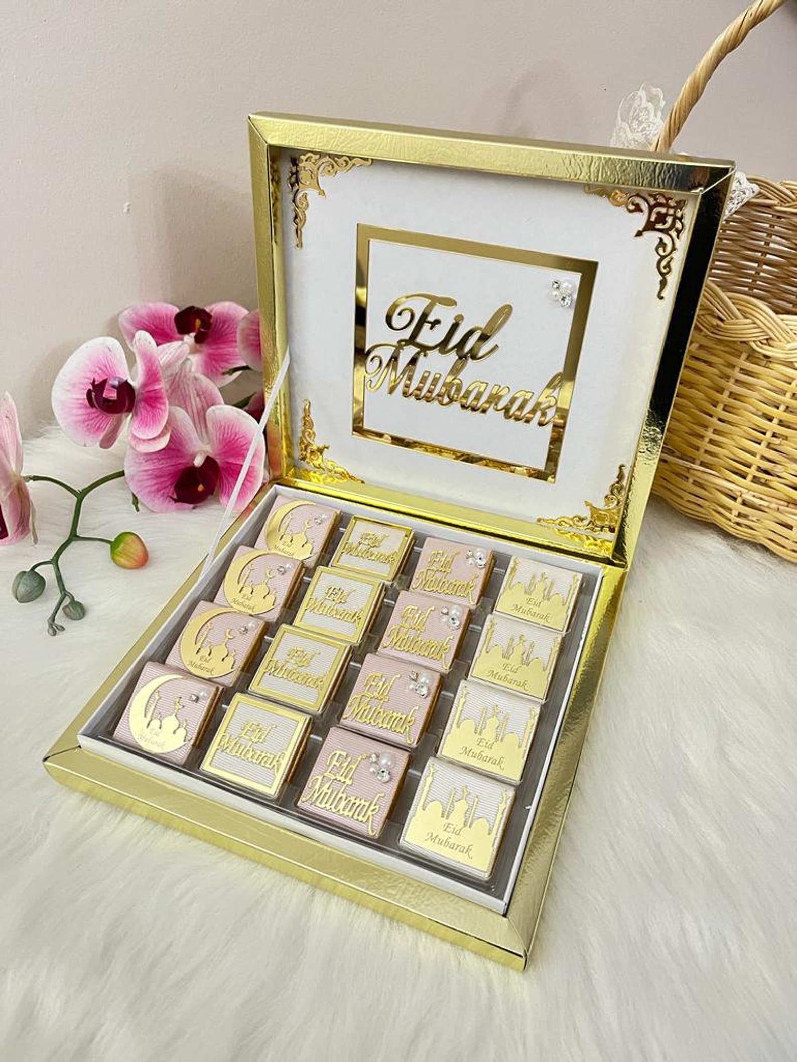 Eid Mubarak, Ramadan Blessed Chocolate Box, Eid Mubarak Gift Chocolate Box, Ramadan Kareem ...