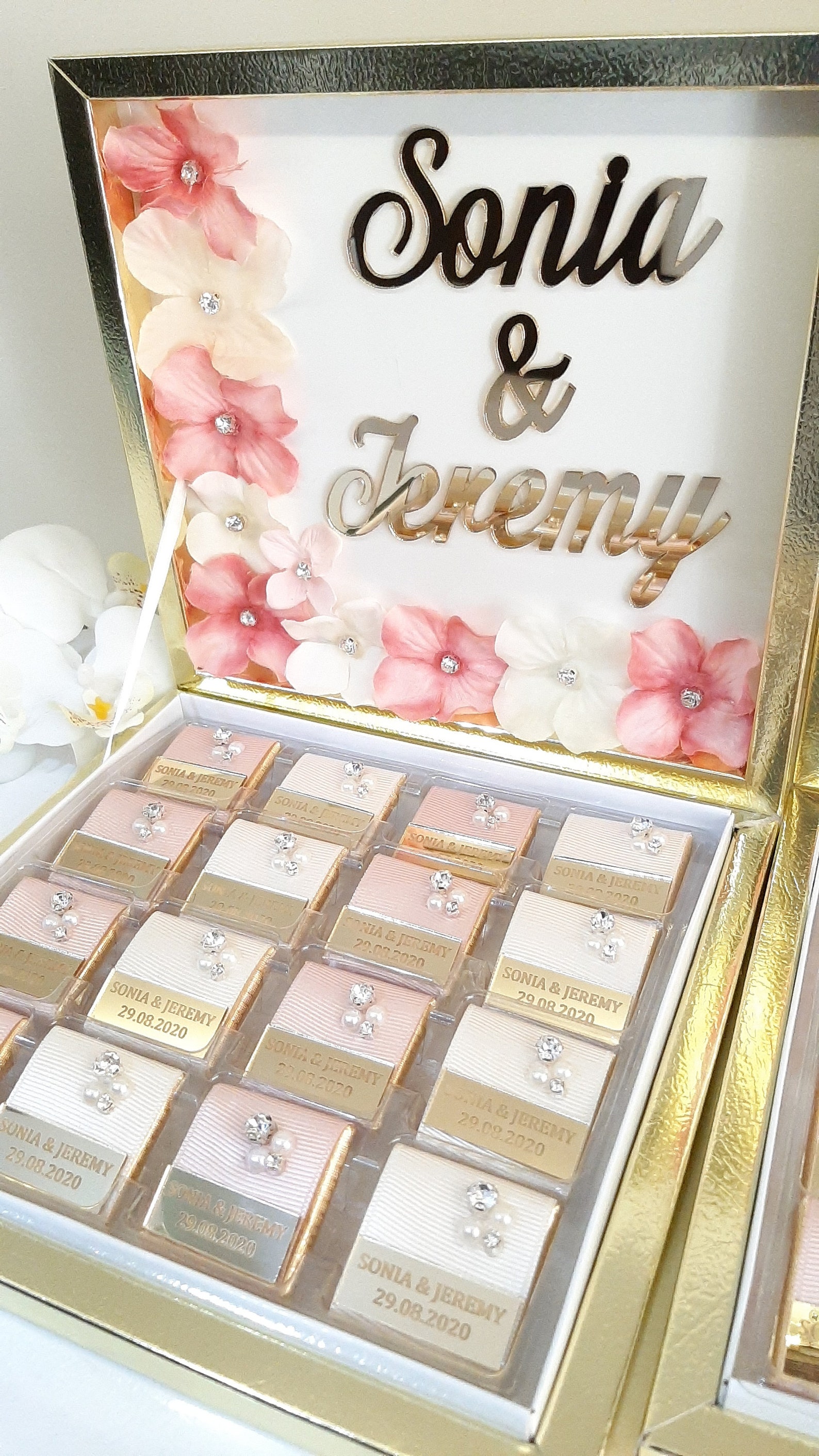 Personalized Baby Shower Chocolate Favors: Plexi Name, Flower Boxed - Etsy
