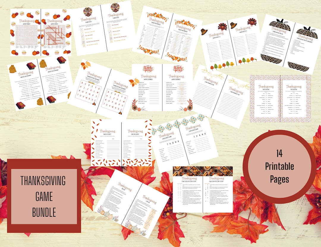 Thanksgiving Game Bundle, Thanksgiving Printable Games, Thanksgiving ...