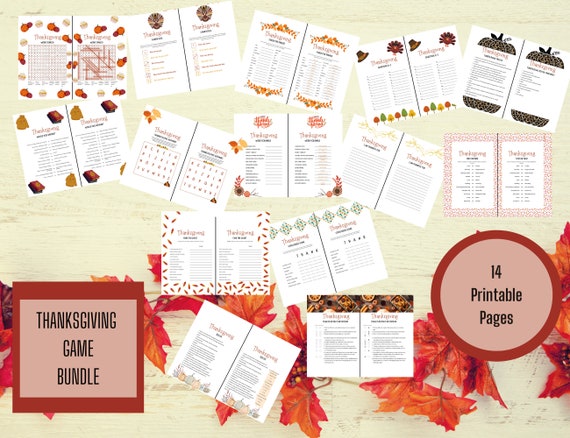 Thanksgiving Game Bundle Thanksgiving Printable Games - Etsy