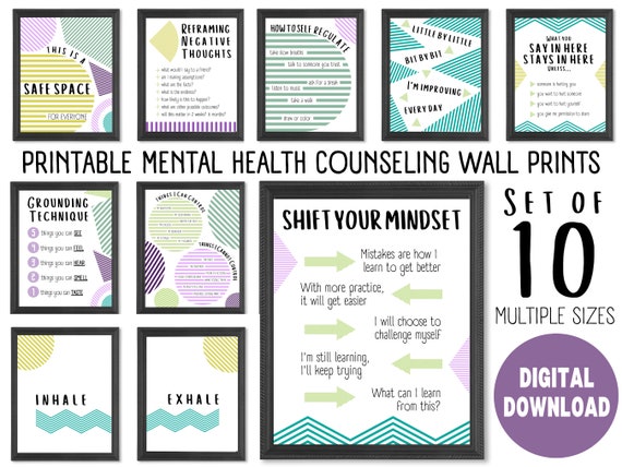 Printable Mental Health School Counseling Wall Print Set of - Etsy