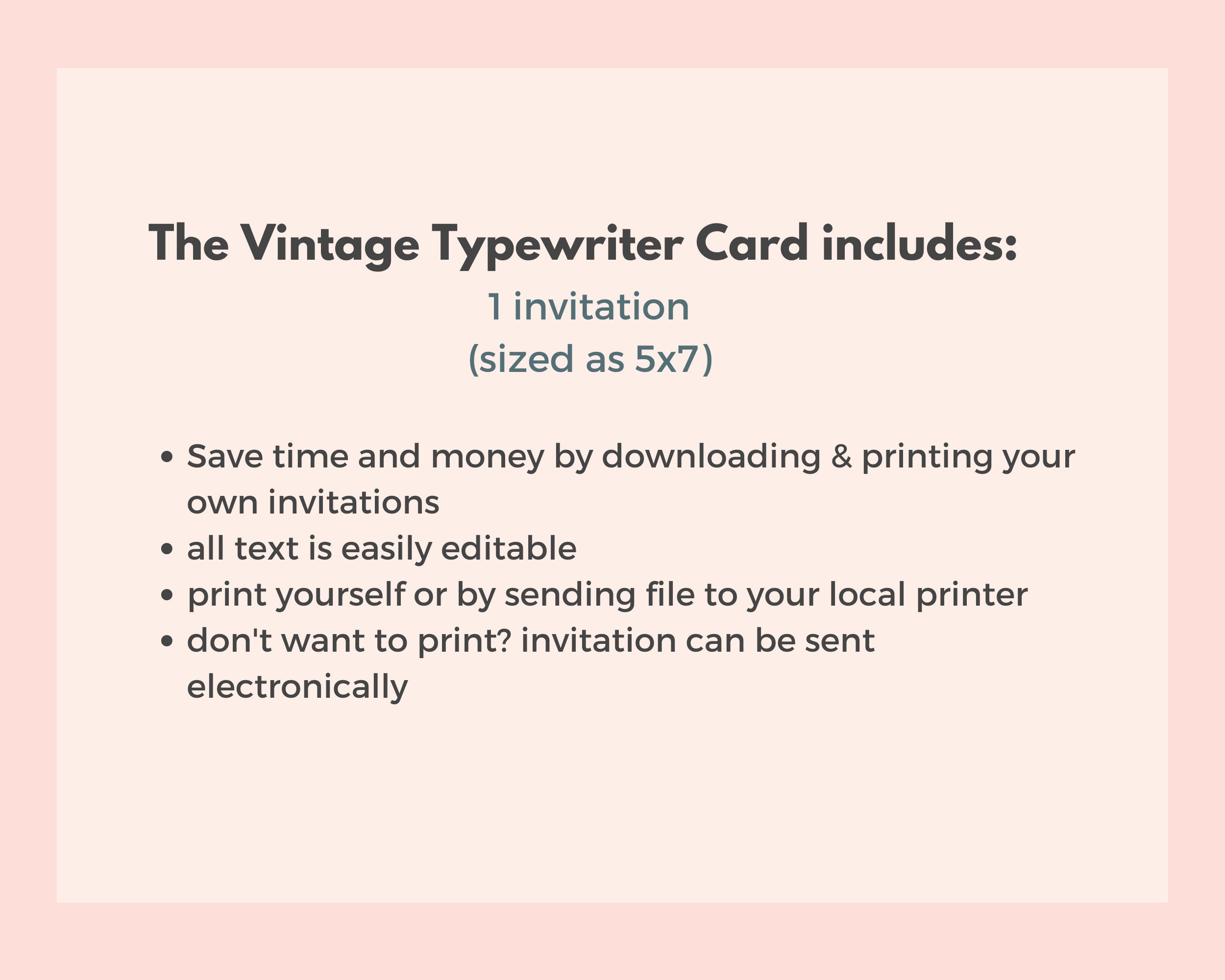 Vintage Typewriter Party Invitation Online Editable Template - Etsy