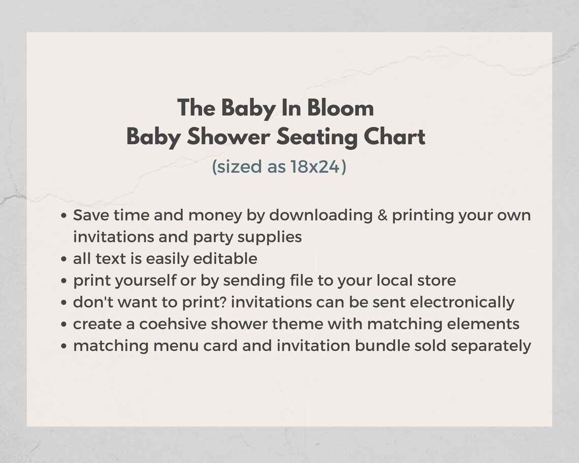 Baby in Bloom Boho Baby Shower Seating Chart, Online Editable Templates ...
