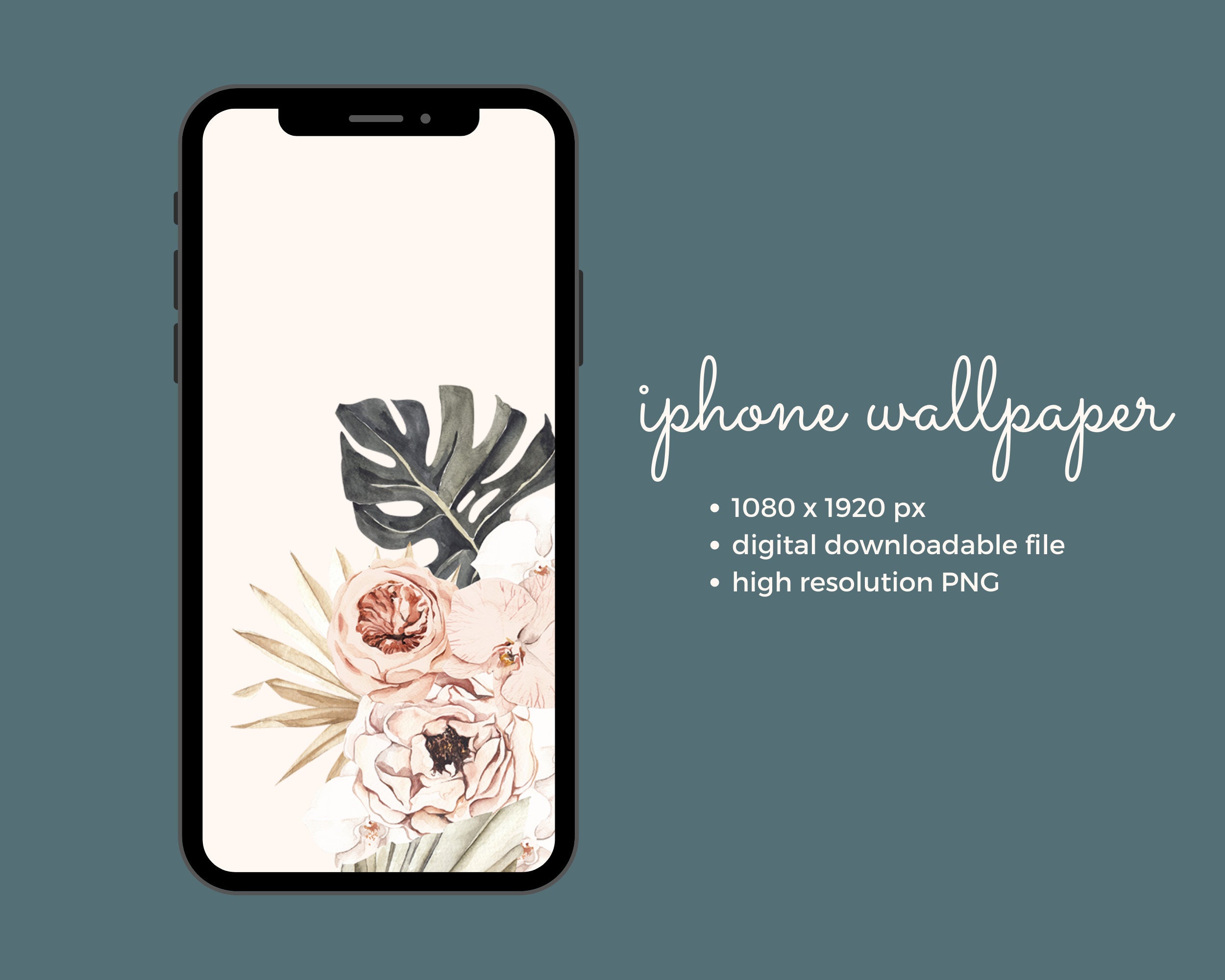 Boho iPhone Wallpaper, Modern Floral iPhone Wallpaper, Pretty iPhone ...