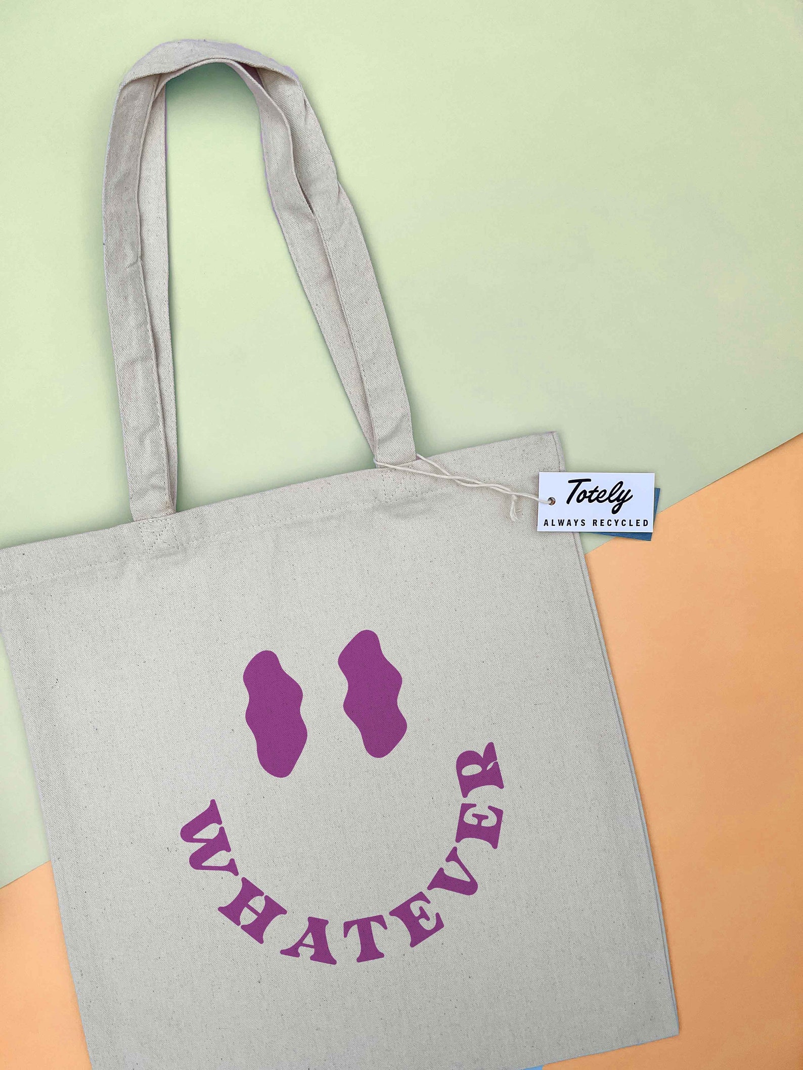 Smiley Face Tote Bag UK With 'whatever' Smile Design - Etsy