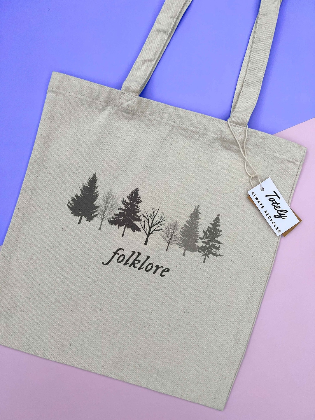 Minimalist Folklore Inspired Tote Bag in a Grey Design Lyrics and Album ...