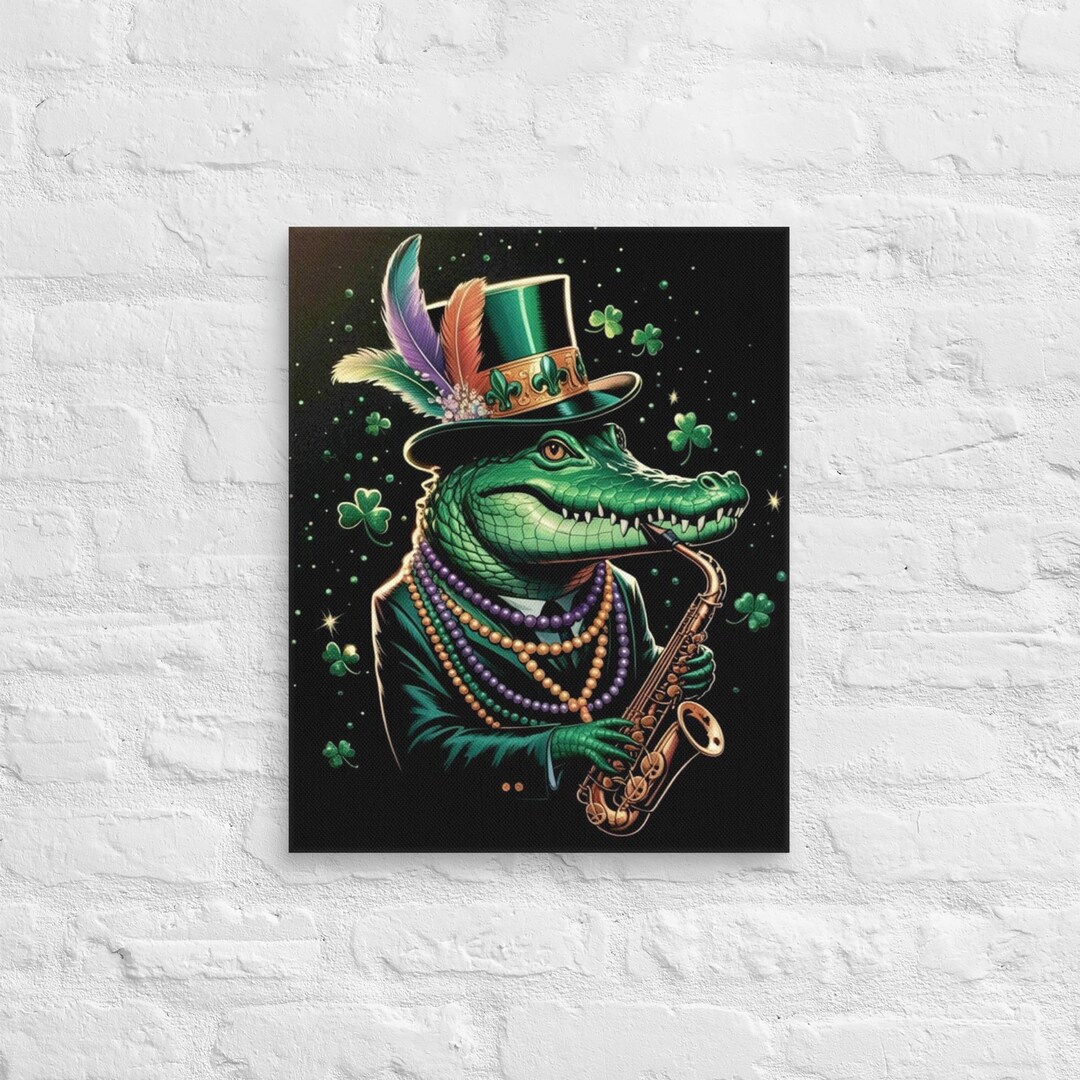 St Patricks Day Canvas, Alligator St Patricks Day, New Orleans St ...