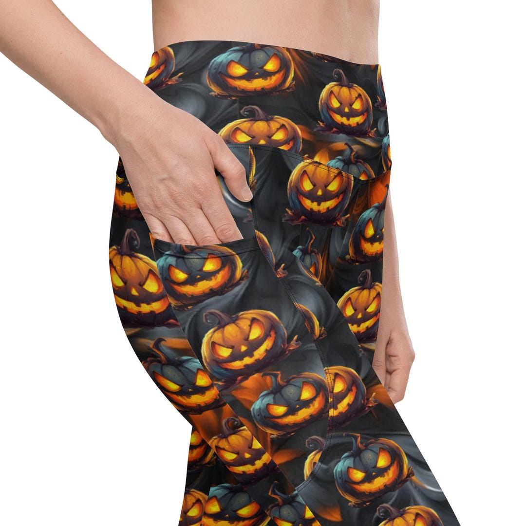 Halloween Leggings With Pockets, Xa to 6x, Plus Size Leggings Pumpkins ...