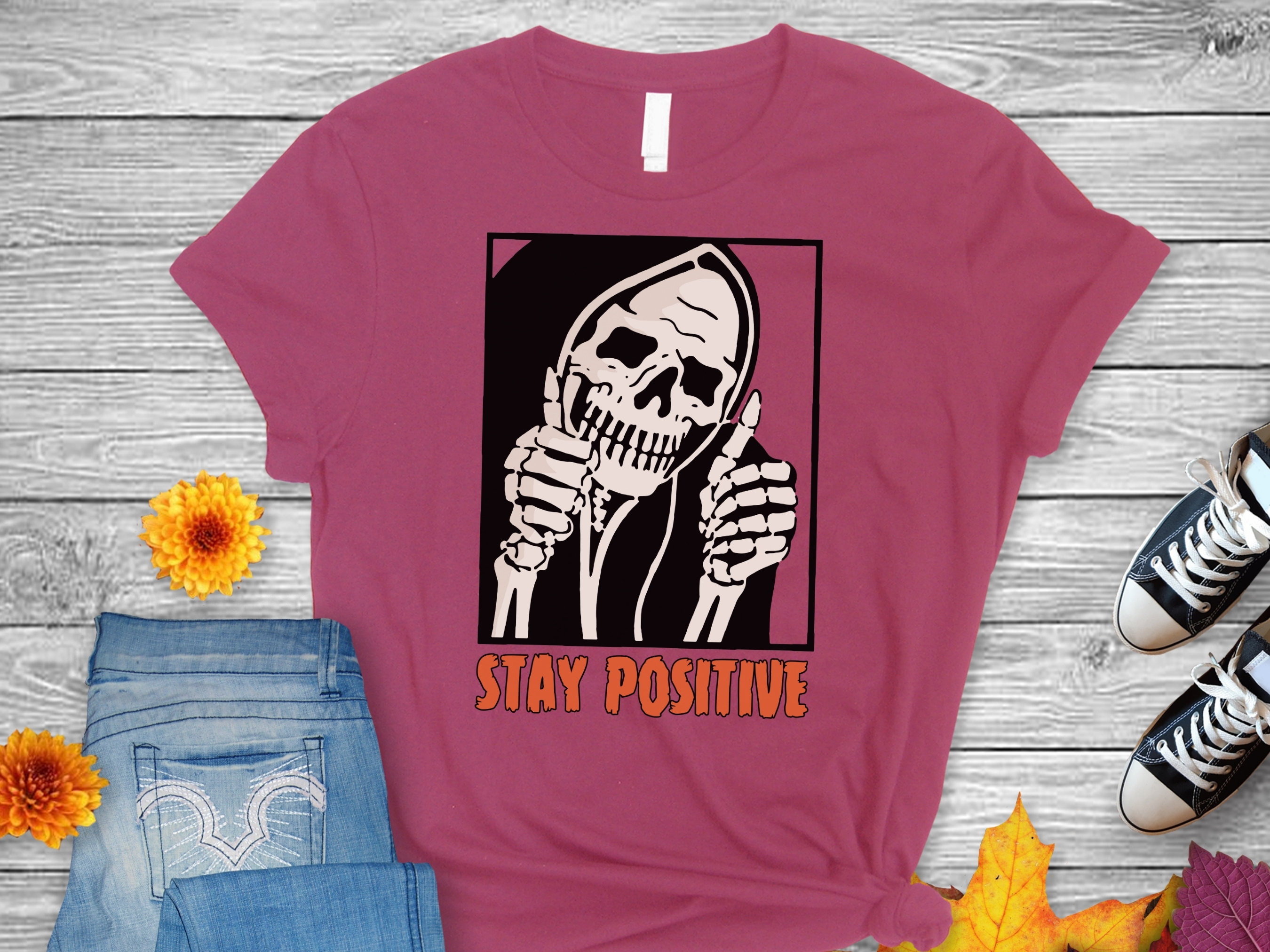 Skull Stay Positive Stay Positive Skeleton Shirt Skeleton - Etsy