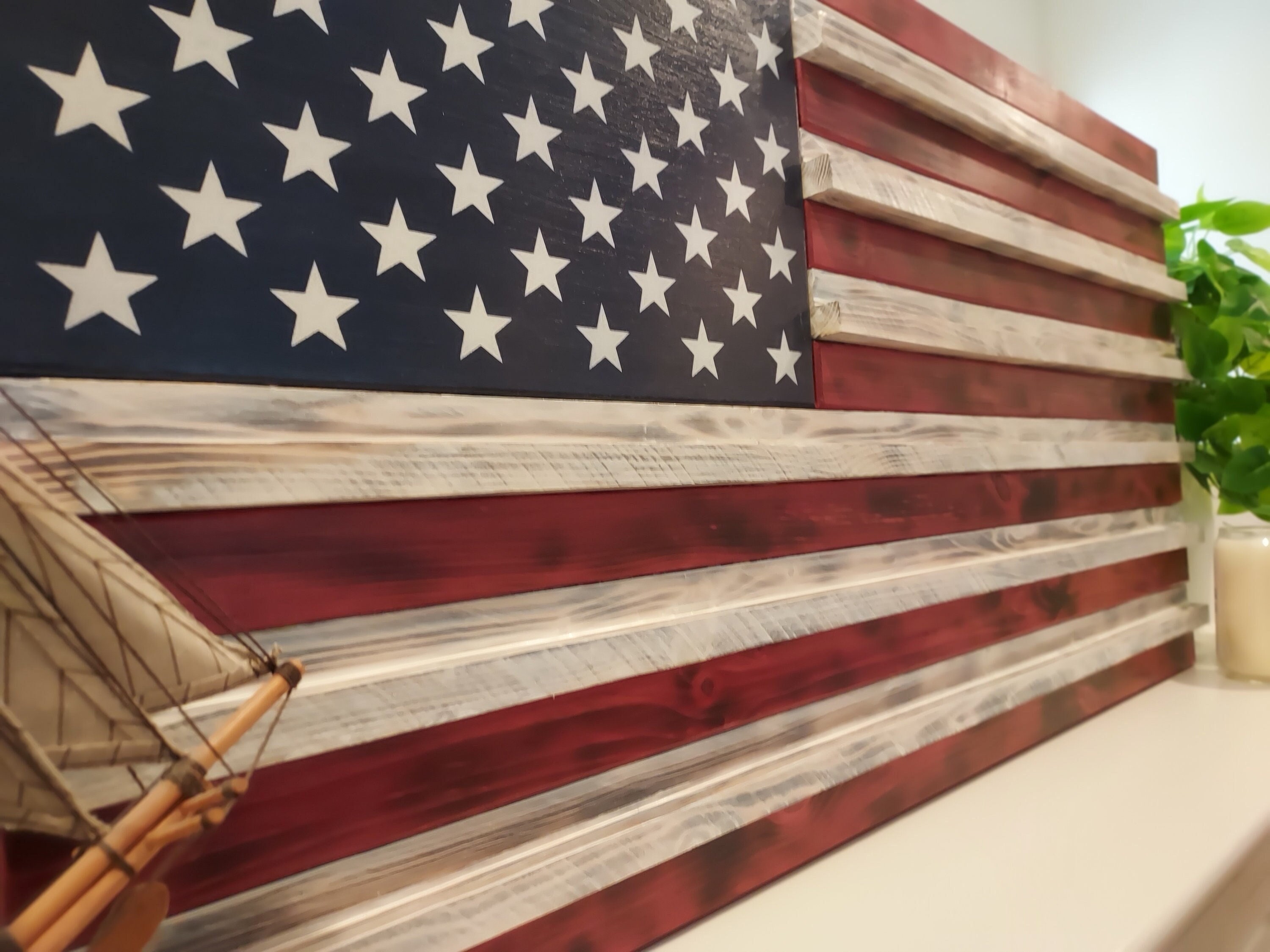 Handcrafted Challenge Coin Display Wooden Flag - Etsy