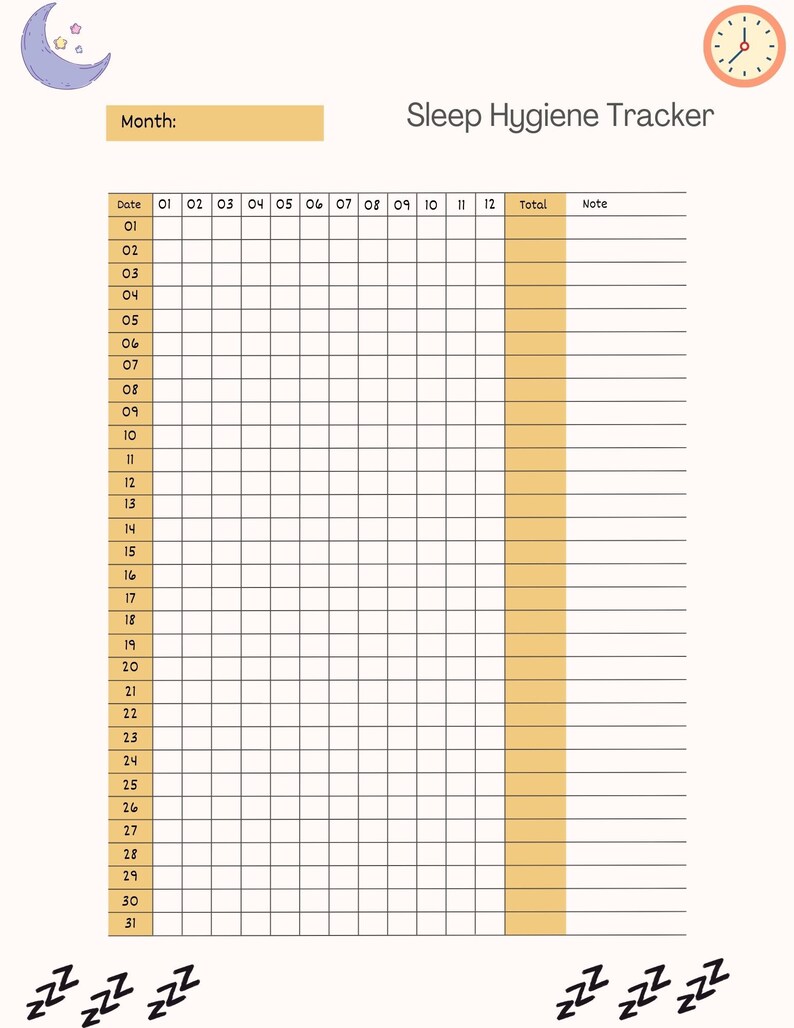 Sleep Tracker Printable | Sleep Hygiene Journal, Daily Bedtime Routine ...