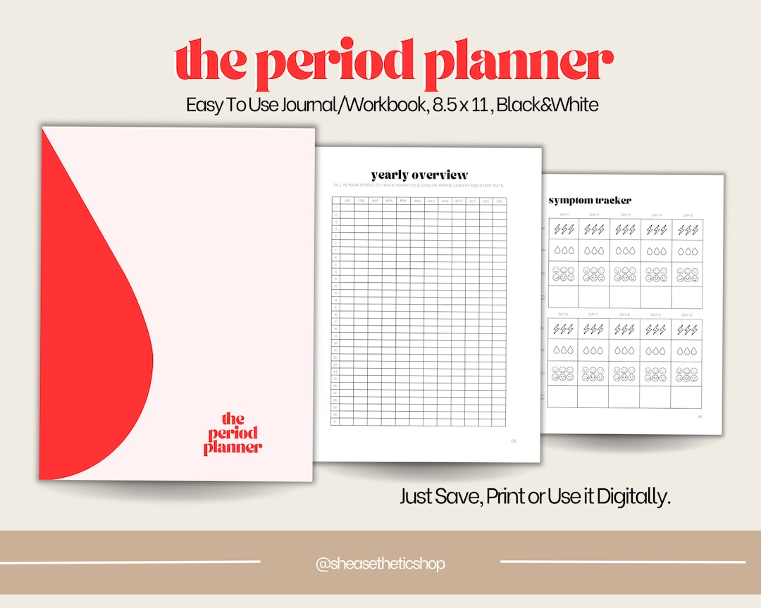 Period Journal, Menstrual Cycle Workbook, Monthly Cycle Diary ...