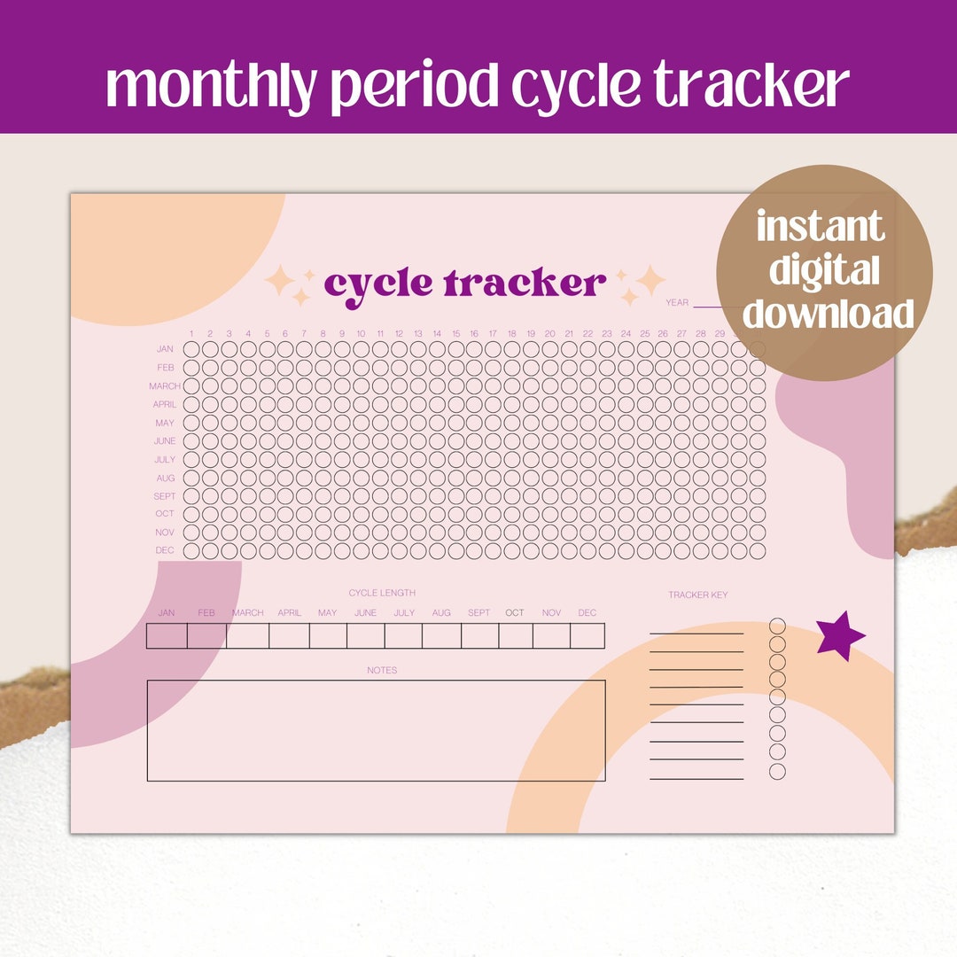 Retro Vibes Monthly Cycle Tracker | Menstrual Cycle | Period Journal ...