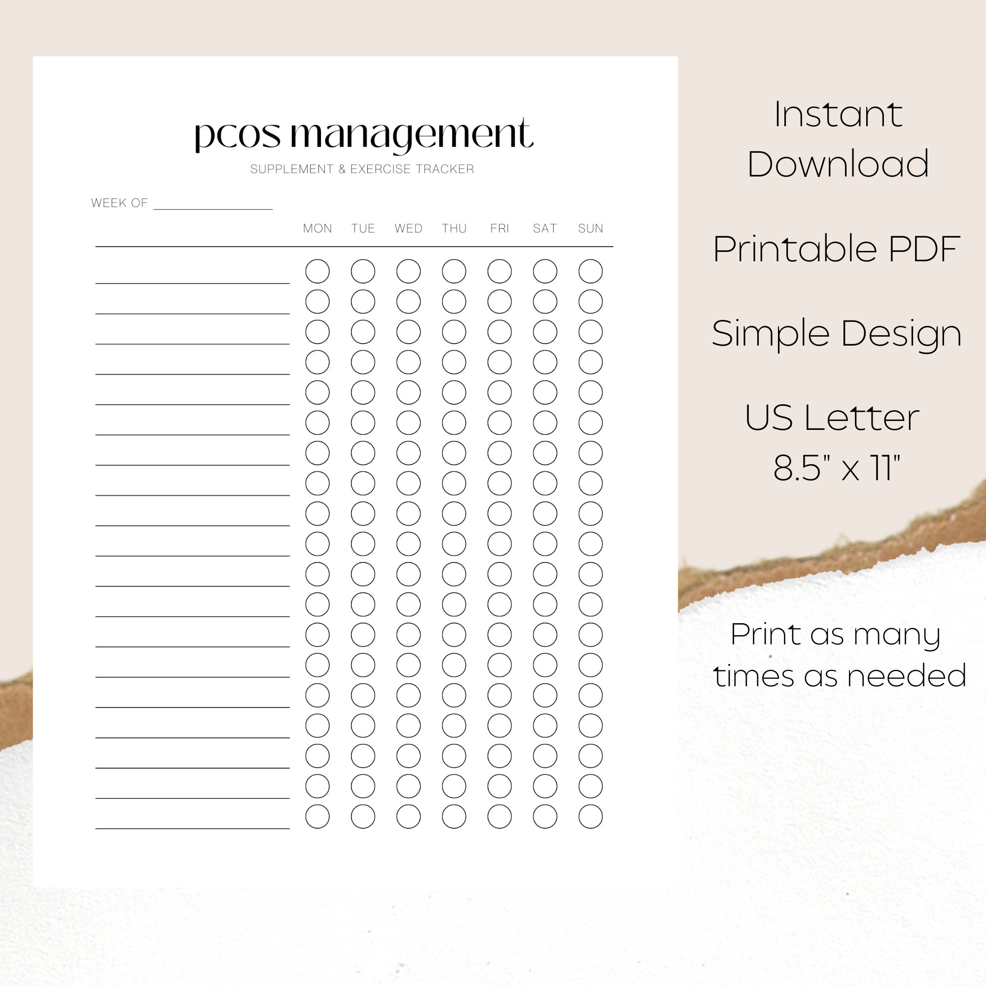 PCOS Vitamin & Supplement Tracker PCOS Wellness PCOS Exercise Planner ...