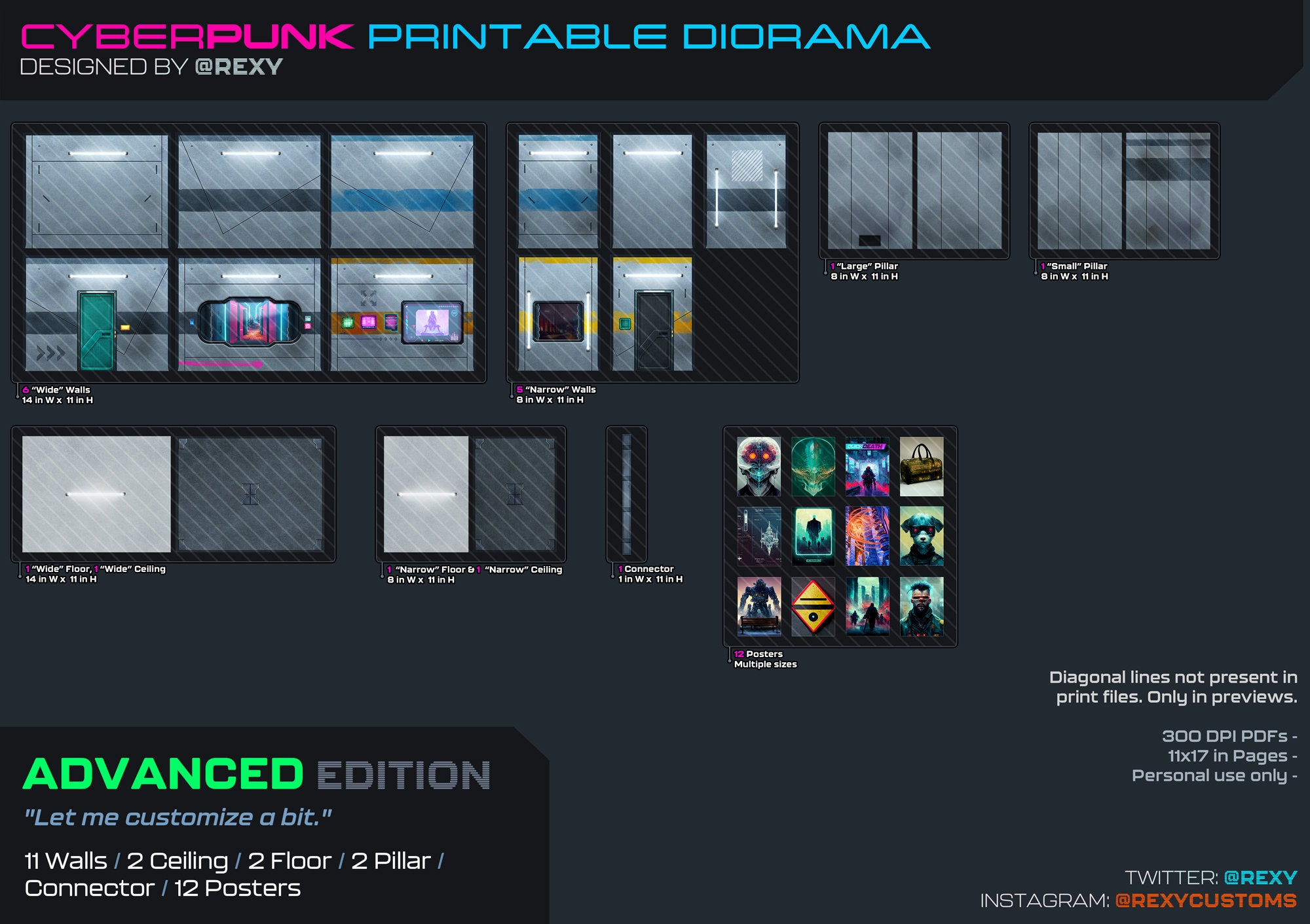 Cyberpunk Printable Modular Diorama for 1/12 6 Figures and Miniatures ...