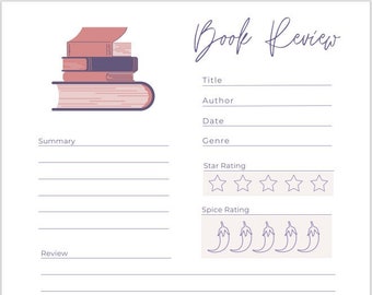 Book Review Planner Printable Book Review Template - Etsy