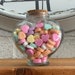 Heart Shaped Candy Jar Glass Filled With Conversation Hearts - Etsy