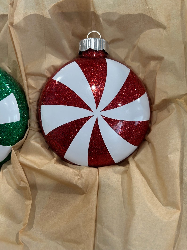Peppermint Disc Ornament Set: Red, Green, and White (3.25 In) - Etsy