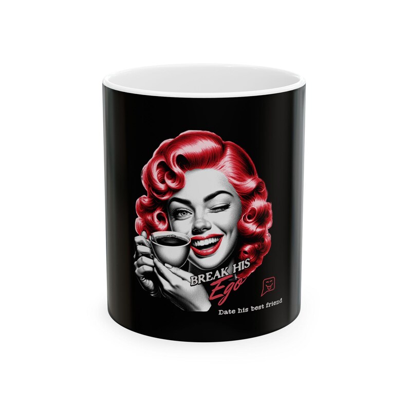 Vintage Glamour Mug Break His Ego Coffee Cup, Retro Fun Gift for ...