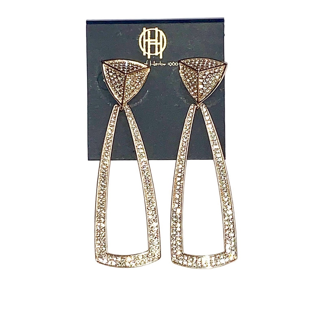 House of Harlow 1960 Pave Crystal Door Knocker Mesa Earrings - Etsy