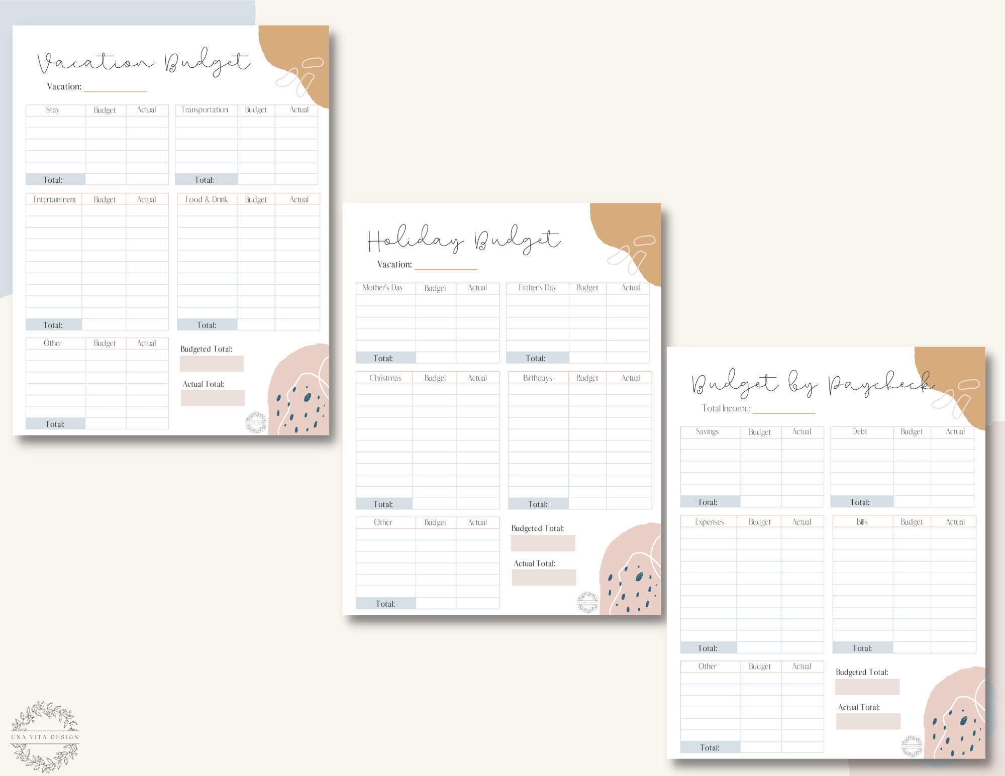Pastel Printable Budget Planner Bundle - Daily, Weekly, Monthly, Yearly ...