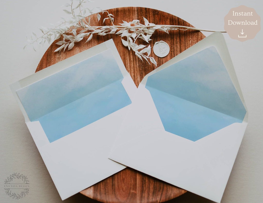 Light Blue Envelope Liner, Invitation Envelope Liners, Invitation Set ...