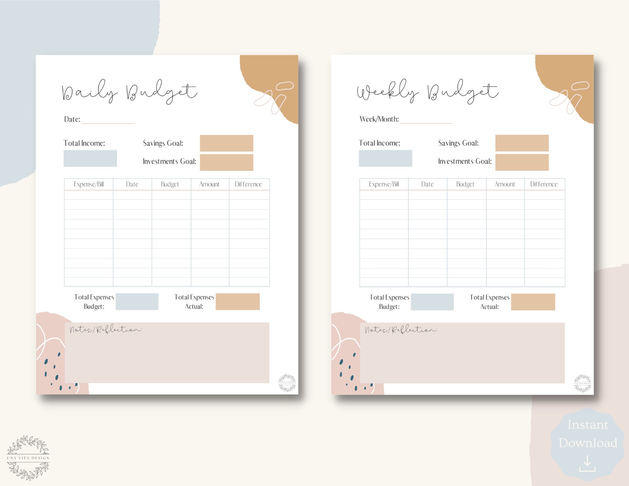 Pastel Printable Budget Planner Bundle - Daily, Weekly, Monthly, Yearly ...