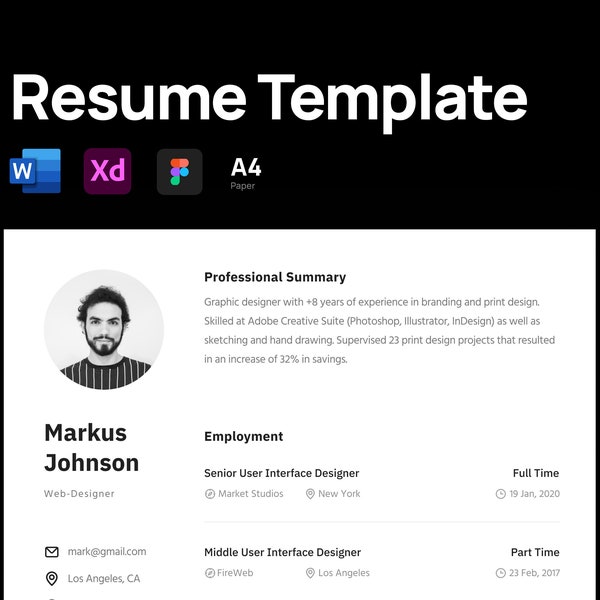 Figma Resume Template - Etsy